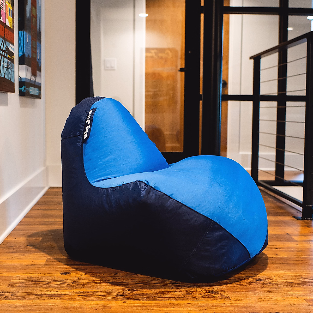 Big Joe Warp Bean Bag Chair, Blue/Navy Spandex and Smartmax, Durable Polyester Nylon Blend, 2.5 feet