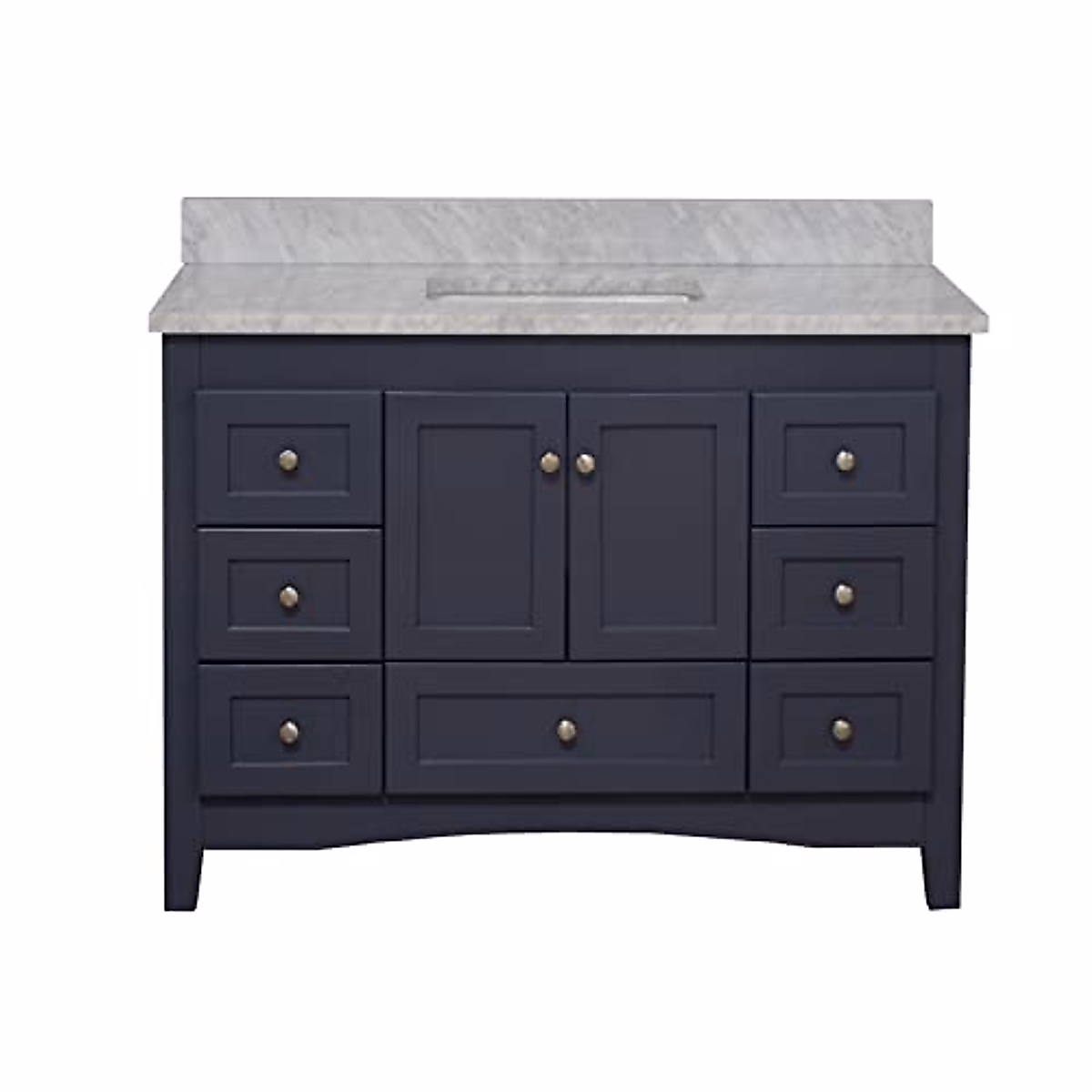 Abbey 48-inch Bathroom Vanity (Marine Gray/Carrara Marble): Includes Marine Gray Cabinet with Authentic Italian Carrara Marble Countertop and White Ceramic Sink