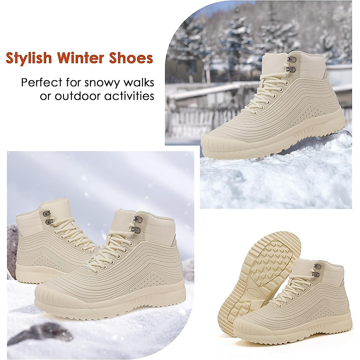 ulogu Snow Boots Women Waterproof Insulated White Duck Boots with Fur Lined Warm Ankle Booties Lightweight Comfortable Winter Shoes Zapatos Botas Invierno Para Mujeres size 6