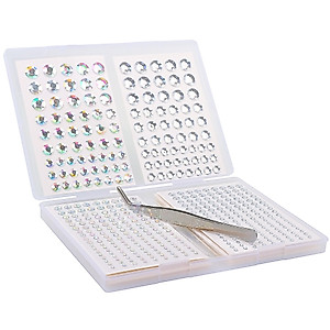 NIACONN Silver Face Jewels Gems Stick on, 10 Sheets/1410 Pcs Self Adhesive Rhinestone Hair Gems Stickers for Makeup & DIY- Silver