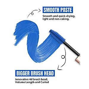 Naseny Waterproof Blue Mascara Volume And Length,5D Silk Fiber Lengthening Thickening,Clear Eyebrow Gel Keep Brows Stay In Place,Brow Freeze Goes a Long Way Creat Full Voluminous Party Eye Makeup