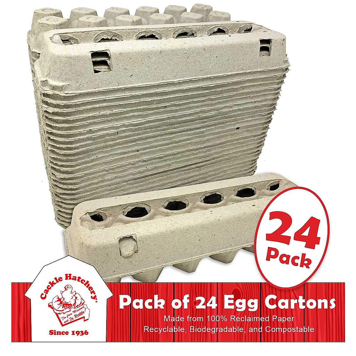 Vented Paper Pulp Egg Cartons (24 Pack)