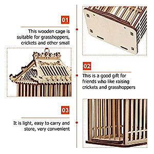 Balacoo Wooden Insect House Grasshopper Cage Bug Habitat Box Insect Critter Cages Garden Hanging Insert Cage for Grasshopper Crickets Insect Light Brown 1
