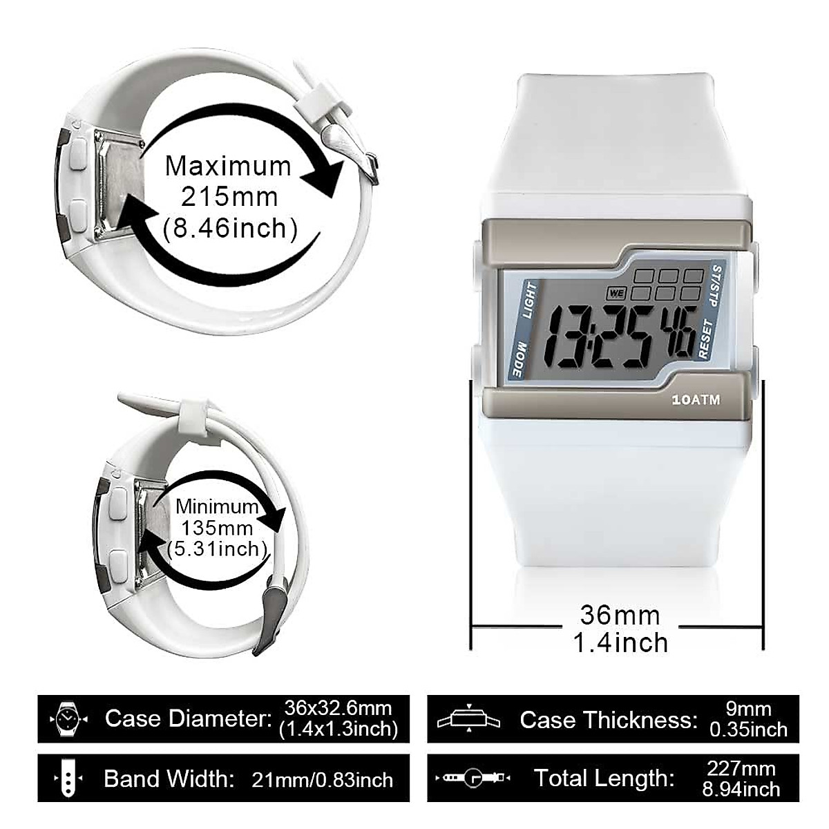 ILAME Digital Swimming Diving Wristwatch 10 ATM Waterproof with Multiple Functions of Lap Stopwatch, Alarm Clock, Calendar and Backlight