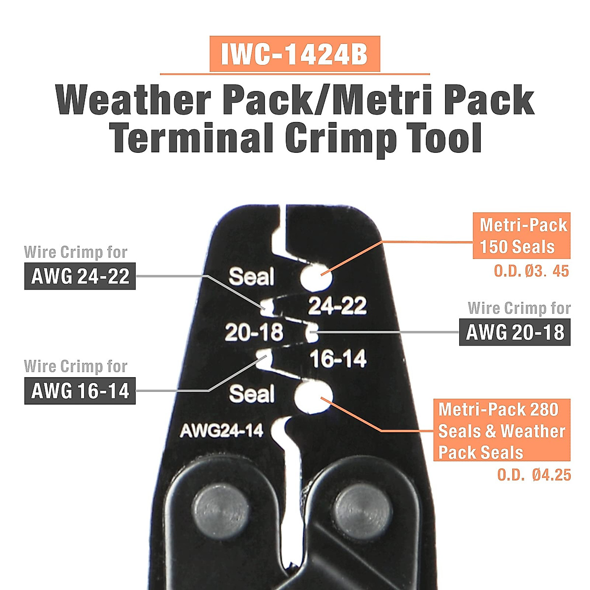 iCrimp Delphi Weather Pack Crimper, Metri Pack Crimping Tool, Wire Crimper for Sealed Weatherproof Automotive Electrical Connectors AWG14 to AWG24
