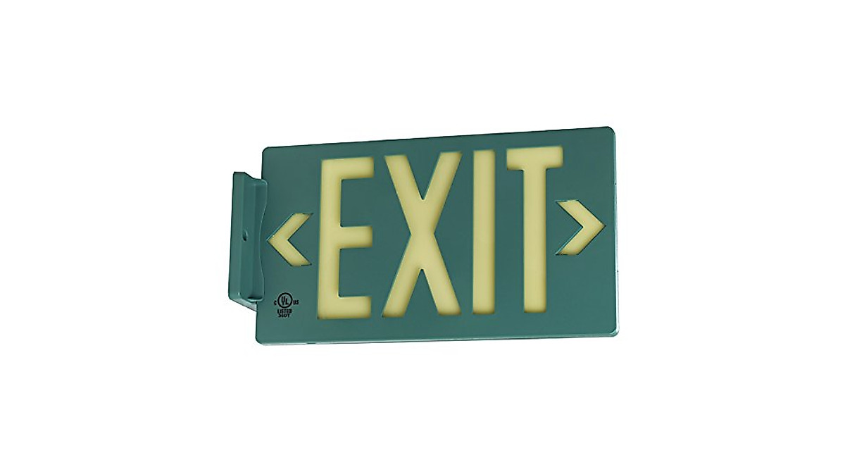 UL Listed Glo Brite Green Exit Sign - 100 Feet Visibility