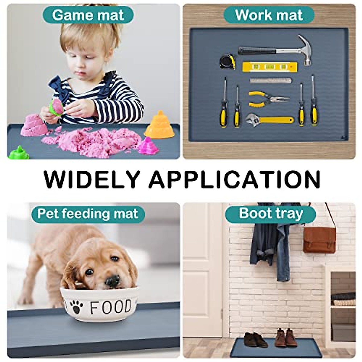 URMONA Under Sink Mat, 31'' x 22'' Under Sink Mats for Kitchen, Waterproof Silicone Under Sink Liner Drip Tray, Sink Cabinet Protector Mats for Kitchen