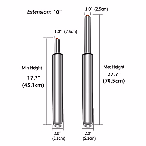 18" to 28" Long Adjustable Gas Lift Cylinder Tube for Bar Stool Drafting Chair Replacement Parts,Heavy Duty Hydraulic Pneumatic Cylinder Shock Piston (10" Lift Stroke)