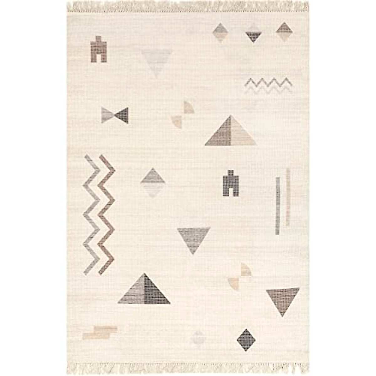 nuLOOM Noémie Tribal Synbols Tasseled Area Rug, 8' x 10', Ivory