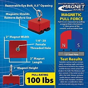 Master Magnetics Strong Retrieving Magnet with Eyebolt and Nut, Fishing Magnet with Magnetic Shields, 07541