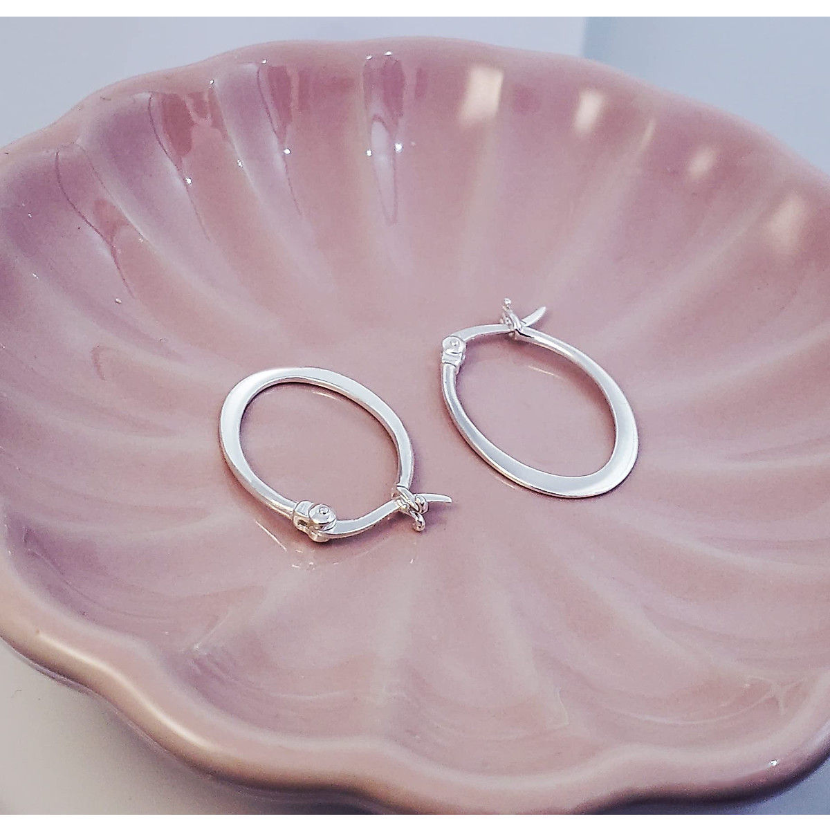 Hoops & Loops Sterling Silver Flat Oval Hoop Earrings for Women