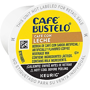 Café Bustelo Café con Leche Flavored Espresso Style Coffee, 60 Keurig K-Cup Pods