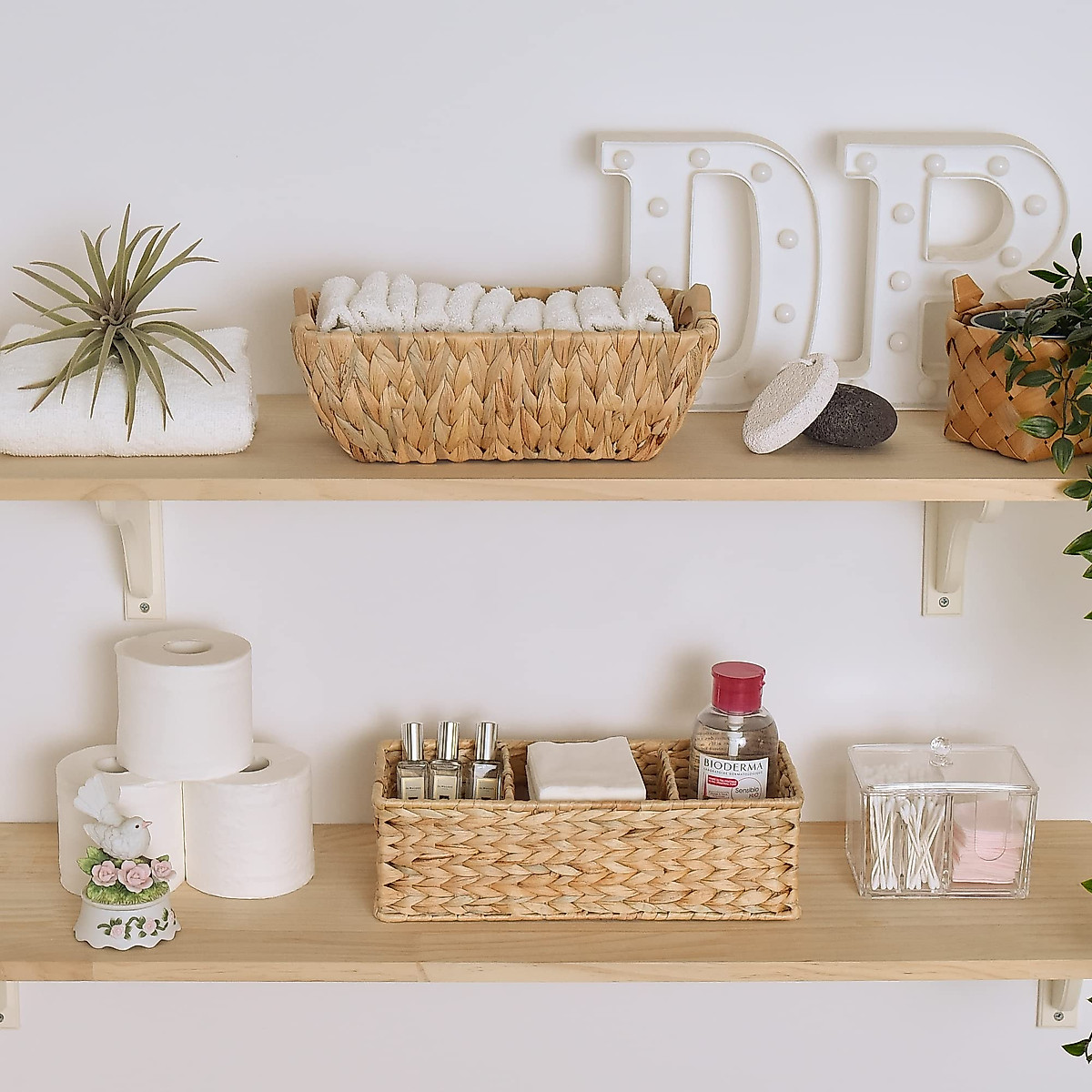 StorageWorks Wicker Storage Basket, Wicker Toilet Basket Tank Topper, Toilet Paper Basket for Back of Toilet Tank Top