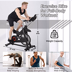 KOUZ LIVE Cycling Exercise Bikes Indoor Stationary Bike for Home Workout, Cycle Bike with Quiet Belt Drive &amp; Professional Seat &amp; Ipad Mount