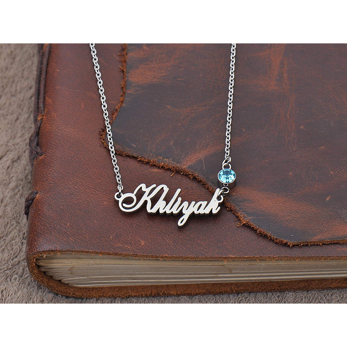 GR35Z9 Customized Silver Name Necklace with Dainty Birthstone for her Jennie