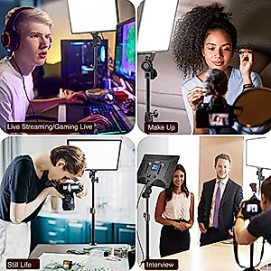 LED Video Light, IVISII 3000K~8000K Bi-Color Studio Lights with Remote/C-Clamp Stand, 2-Pack Led Panel Light, 264pcs LED&3600Lumen Photography Lighting for YouTube TikTok Game Live Stream Video