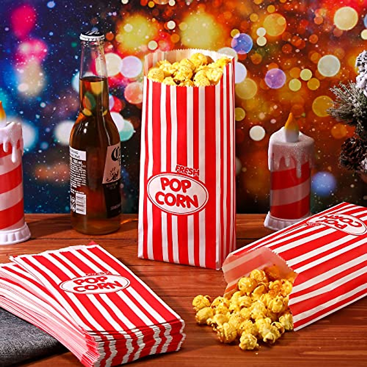 1000 PCS Popcorn Bags 2oz Popcorn Paper Bags Red and White Stripes Retro Popcorn Bags Disposable Popcorn Bags for Party Movie Theater Carnival Festivals Movie Theme Party Supplies (1000 Pcs)