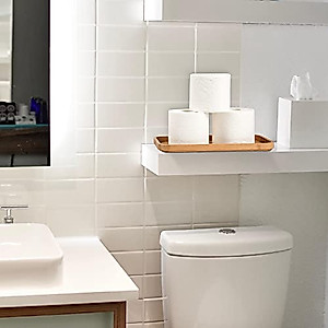 Bamboo Vanity Tray, Bathroom Counter Tray, Bamboo Tray for Bathroom and Home Decor, 11.8L x 6.1W x 0.9H inches