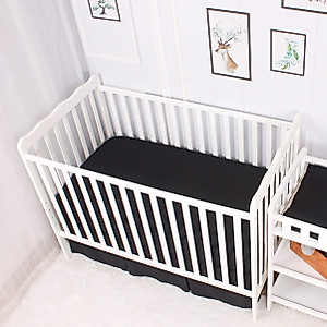 CaSaJa 3-Pack Fitted Crib Sheets Set for Baby Boys, Extra Soft Breathable 9" Deep Mattress Sheet for Standard Toddler Bed 28x52, Cozy Washable Microfiber Nursery Sheets, Black