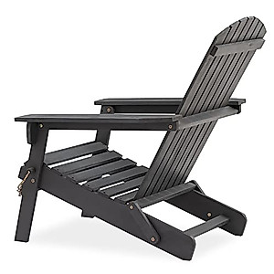 Amazon Aware FSC Certified Outdoor Folding Adirondack Chair, Acacia Wood, Dark Grey