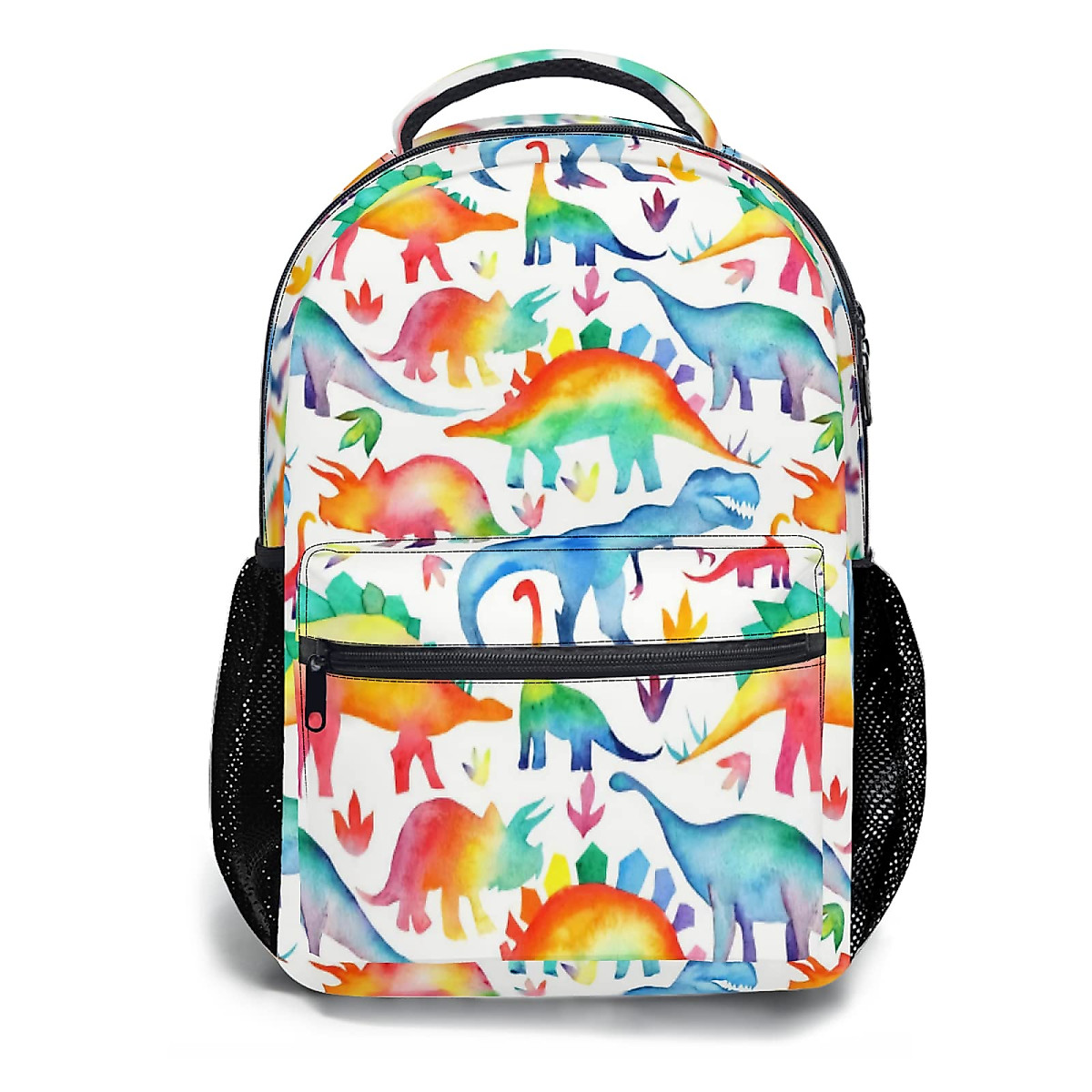 Giwawa Rainbow Dinosaur School Backpack for Kids, Cute Dino Doodle Colorful Animal Print Elementary Bookbags with Adjustable Shoulder Strap for Boys Girls Laptop iPad Tablet Travel