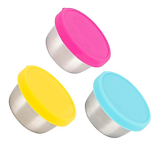 Ecurfu Salad Dressing Containers To Go, 3x1.5 oz Small Condiment Containers with Lids, 18/8 Stainless Steel Dipping Sauce Cups Set Leakproof, Fits in Kids Bento Box for Lunch, Picnic and Travel