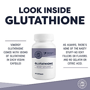 Vimergy Glutathione Capsules, 60 Servings – Natural Immune Supporting, Antioxidant & Detox Supplement - Gluten-Free, Kosher, Soy-Free, Vegan, Paleo Friendly
