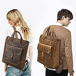 S-ZONE Women Genuine Leather Backpack Purse Retro Top-handle Bags Vintage Totes