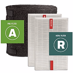 Honeywell HEPA Air Purifier Filter Kit – Includes 2 HEPA R Replacement Filters and 4 A Carbon Pre-Cut Pre-Filters – Airborne Allergen Air Filter Targets Wildfire/Smoke, Pollen, Pet Dander, and Dust