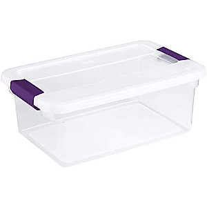 Sterilite 15-Quart Clearview Latch Box Storage Tote Container Storage 4PK, Purple