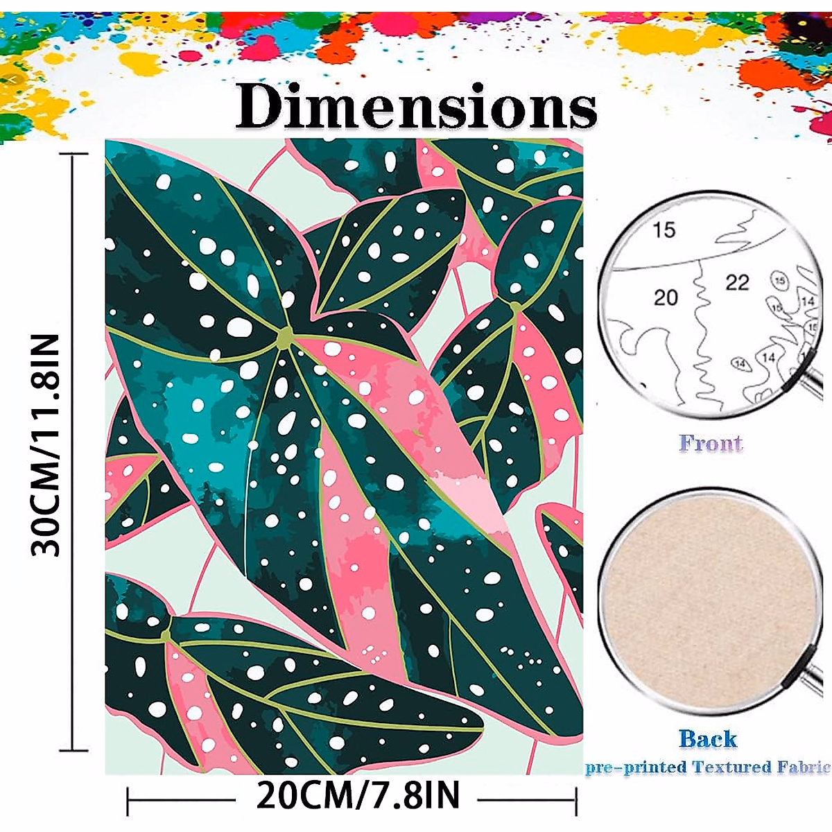 6 Pack Flowers Paint by Numbers Kits for Adults Beginners, DIY Paint by Numbers for Adults on Canvas Without Frame, Drawing Paintwork with Paintbrushes Oil Painting for Home Wall Decor 7.9x11.8inch