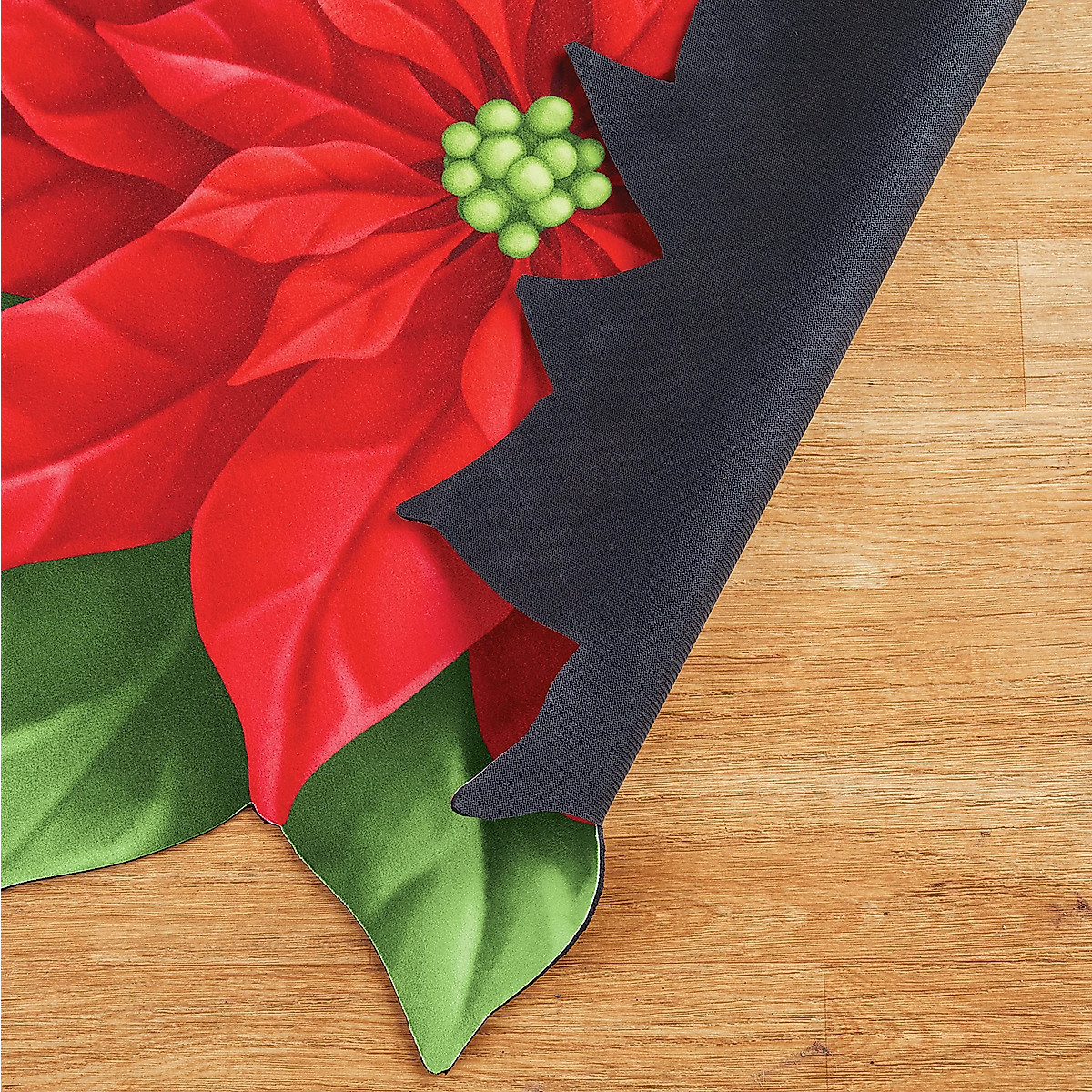 Collections Etc Festive Holiday Poinsettia-Shaped Flower Cut Out Mat