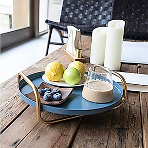 Decorative Trays, Metal Coffee Table Tray, Decorative Serving Tray with Gold Handle, Table Decor for Coffee Table, Coffee Bar, Kitchen Counter, Dining Table, Home Decor, Decorative Table