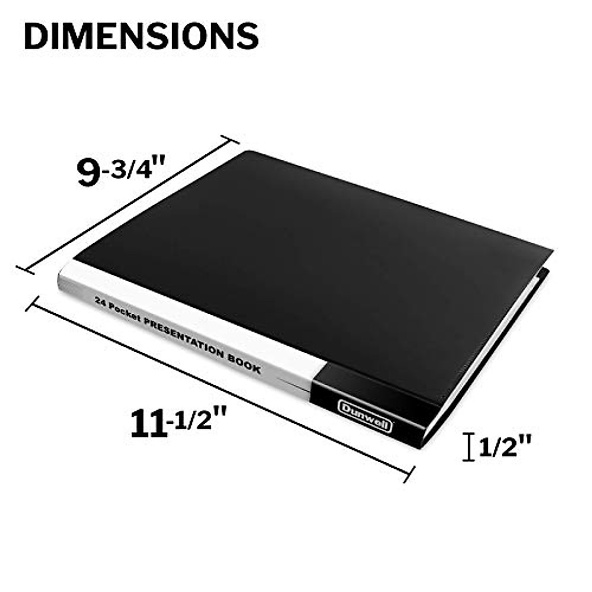 Dunwell Binder with Plastic Sleeves 24-Pocket - Presentation Book 8.5x11 (Black), Portfolio Folder with 8.5 x 11 Sheet Protectors, Displays 48 Pages Letter Size Documents, Kids Artwork, Acid Free