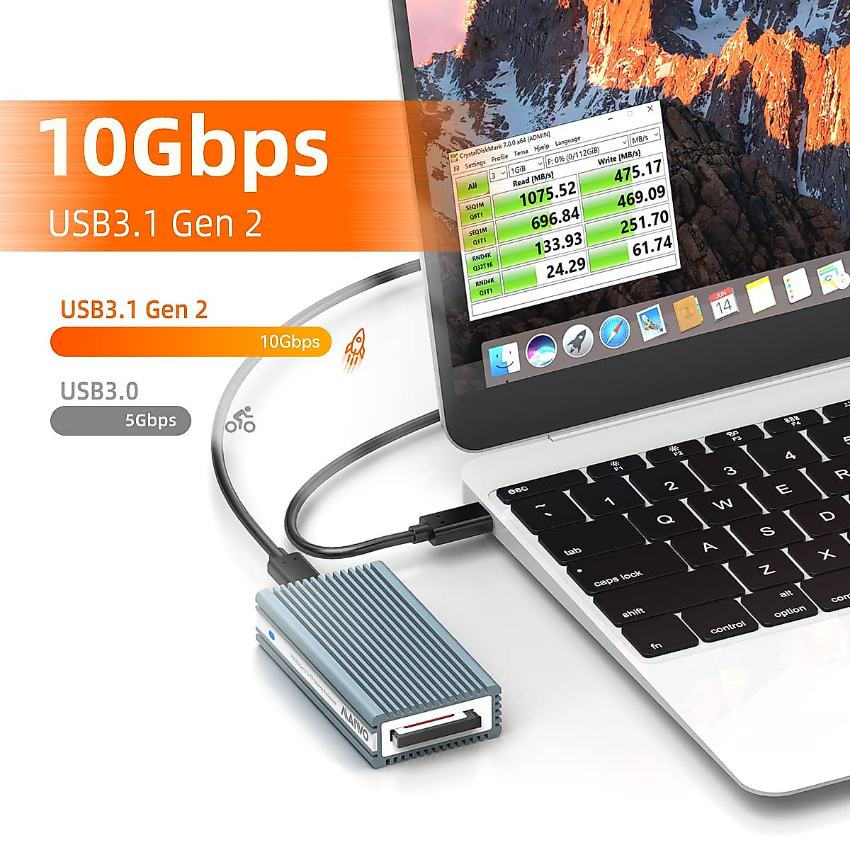 CFexpress Card Reader,MAIWO CFexpress Adapter with USB 3.1 Gen 2 10Gbps Interface,Support Windows/Mac/Linux/Android, for Professional Filmmakers, Photographers