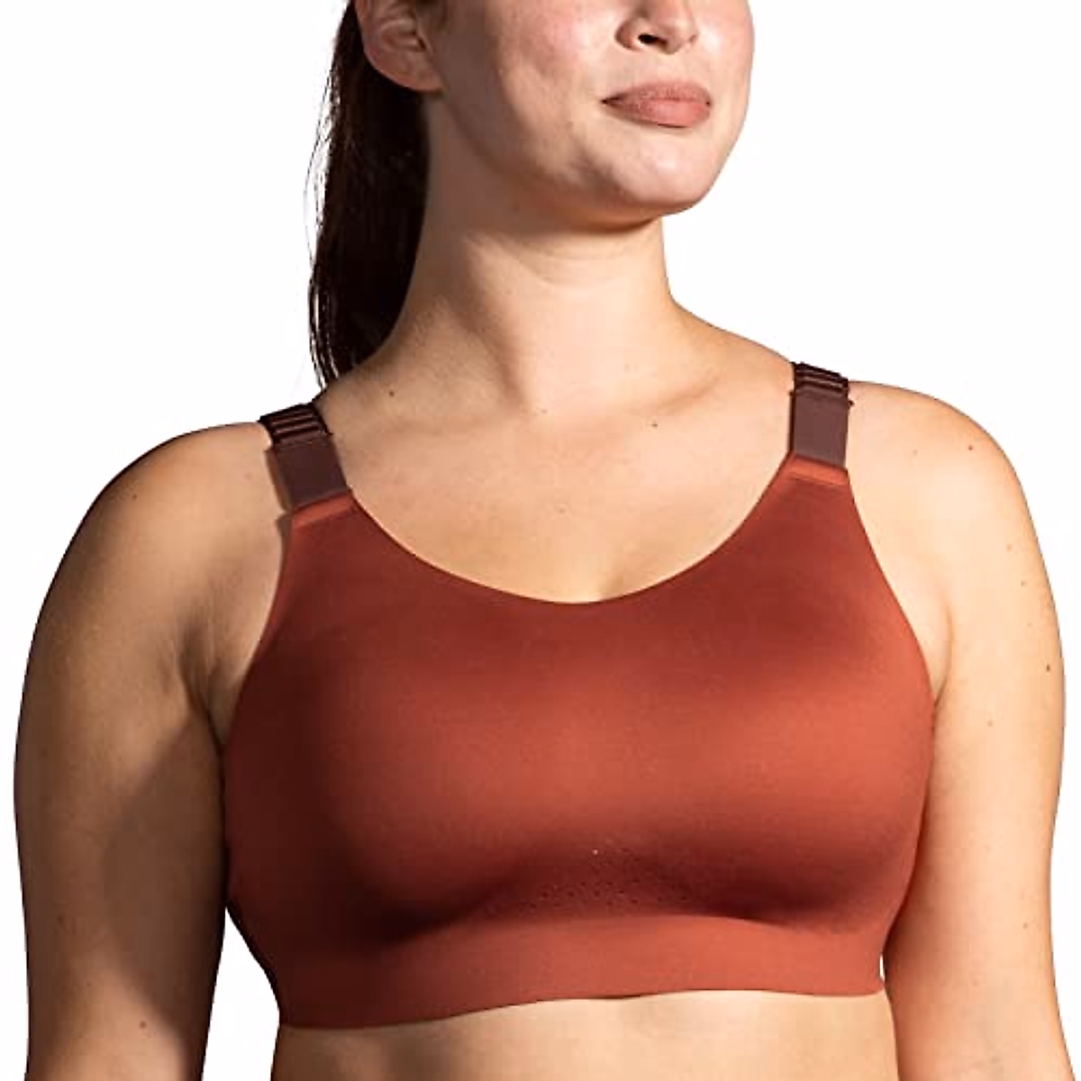 Brooks Women's Scoopback 2.0 Sports Bra for High Impact Running, Workouts & Sports with Maximum Support - Copper/Run Raisin/Ice Blue - 40 C/D