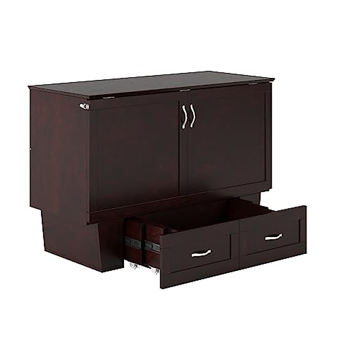 AFI, Monroe Murphy Bed Chest with 6 inch Memory Foam Folding Matttress, Built-in Charging Station and Storage Drawer, Full, Espresso