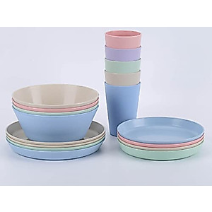 LuckyZone 9 Inches Reusable Wheat Straw Plates, Sets of 4 | Lightweight & Unbreakable Plate for Home Kitchen | Dishwasher & Microwave Safe | BPA Free & Eco-Friendly (9 Inches)