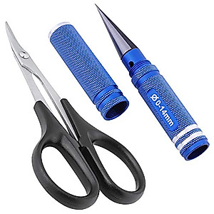 Hobbypark 0-14mm Hole Puncher Reamer w/Sleeve and Curved Scissors Set Universal Tool for RC Car Body Shell Lexan Plastic (with Blue Reamer)
