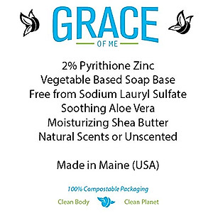 2% Pyrithione Zinc Shampoo Bar with Shea Butter by Grace of Me (4 Oz) (Sweet Vanilla & Cinnamon)