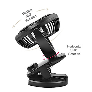 AJOYEUX Battery Operated Clip on Oscillating Fan - Max 40 Hours of Battery Life