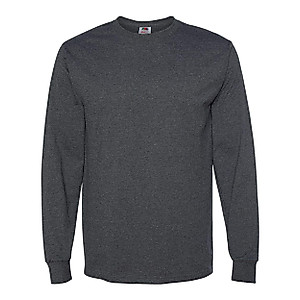 Fruit of the Loom Adult 5 oz. HD Cotton™ Long-Sleeve T-Shirt M BLACK HEATHER