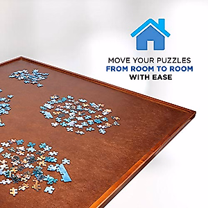 Jumbl Spinner Puzzle Board | 35” x 35” Wooden Jigsaw Lazy Susan Turntable w/ 360° Rotation | Smooth Plateau Fiberboard Work Surface & Reinforced Hardwood | for Games & Puzzles | 1500 Pieces