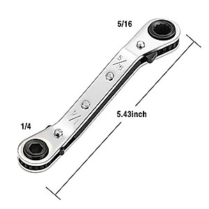 Hvac Service Wrench, WADEO Refrigeration Service Wrench Set, 3/8” to 1/4”, 5/16'' x 1/4'' Ratcheting Service Wrench with Hex Bit Adapter for Air Conditioning, Refrigeration Equipment, Equipment Repair