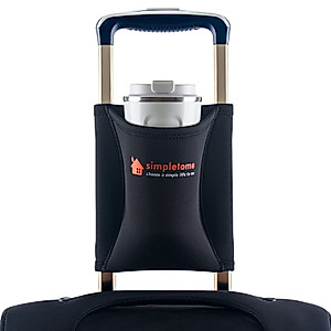 simpletome Luggage Cup Holder Hands-Free Travel Drink Caddy Bag Attachment Simple Style Elastic Materials Easy to Install and Remove(Black)