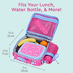 Bentgo® Kids Lunch Bag - Durable, Double Insulated, Water-Resistant Fabric, Interior & Exterior Zippered Pockets, Water Bottle Holder - Ideal for Children 3+ (Rainbow)