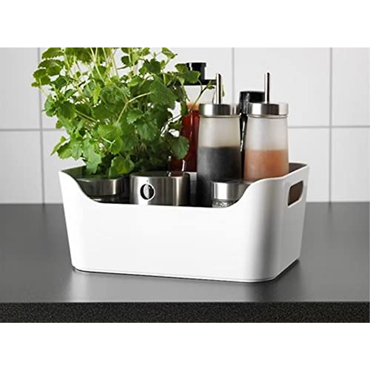 IKEA 301.550.19 VARIERA Convenient Kitchen Open Storage Box, High Gloss White, Easy to Carry and Take Out of Your Kitchen Drawers or Shelves Since it Has Two Grip-friendly Handles