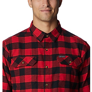 Columbia mens Flare Gun Stretch Flannel, Mountain Red Twill Buffalo Check, Large