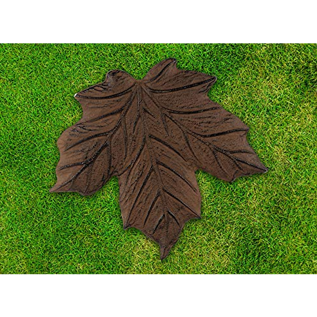 Sunset Vista Designs Wilderness Wonders Cast Iron Maple Leaf Stepping Stone, 11-1/2 by 12-Inch Brown