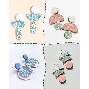 Puocaon Animal Print Silk Screen - 5 Pcs Dalmatians Cow Spot Silk Screen Stencils for Polymer Clay, Screen Stencils for Polymer Clay Earrings, Silk Screen Transfer Leopard Tiger Zebra Pattern on Clay